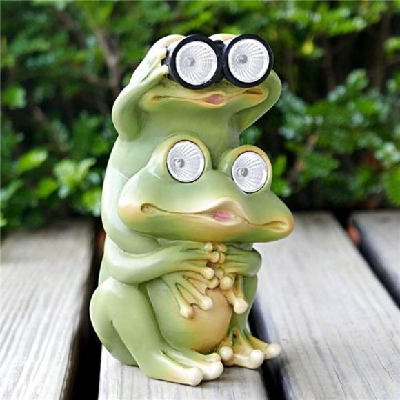 Accents | Garden Decor Frog Outdoor Statue Solar Figurines Funny Cute ...